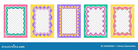 Set Of Color Rectangular Squiggle Photo Frames Groovy Wiggly Borders