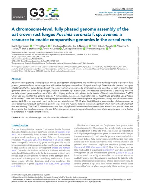 Pdf A Chromosome Level Fully Phased Genome Assembly Of The Oat Crown