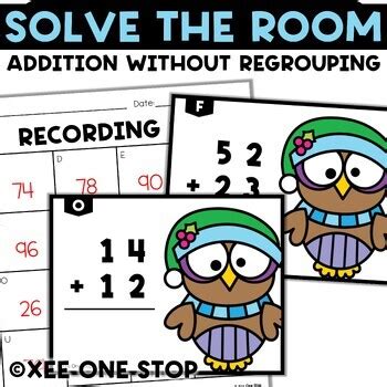 Digit Addition Without Regrouping Winter Activities Solve The Room