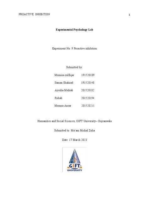 Proactive Inhibition Pdf Recall Memory Memory