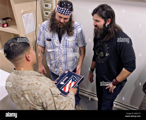 Afghanistan 10th Dec 2013 Us Marine Staff Sgt Eddy Cuenca Presents Duck Dynasty Reality