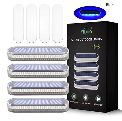 Набор уличных светодиодных светильников на солнечной батарее 4 шт 5000К холодный синий