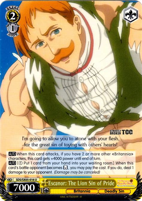 Sdssx05 016 Escanor The Lion Sin Of Pride Strictly Broken Tcg