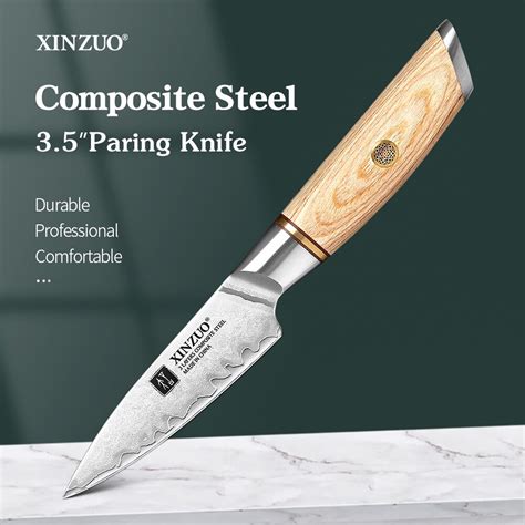 Xinzuo 3 5 인치 껍질 벗기기 칼 3 겹 복합 강철 야채 과일 칼 필리그 칼 주방 도구 가정용 부엌 칼