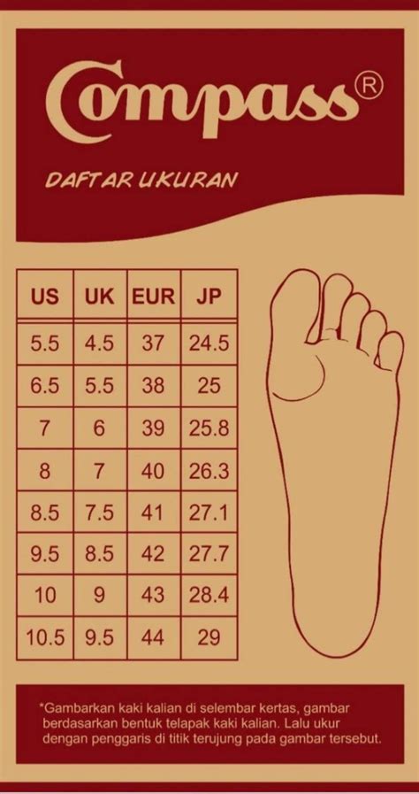 Size Chart Sepatu Specs At Cristy Fields Blog