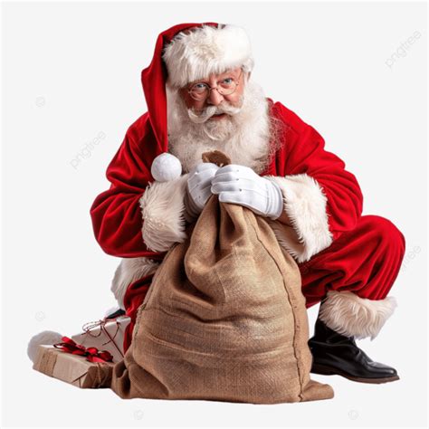 선물 가방 열기로 가득 찬 자루를 들고 있는 산타클로스 가방 단추 사탕수수 Png 일러스트 및 이미지 에 대한 무료 다운로드 Pngtree