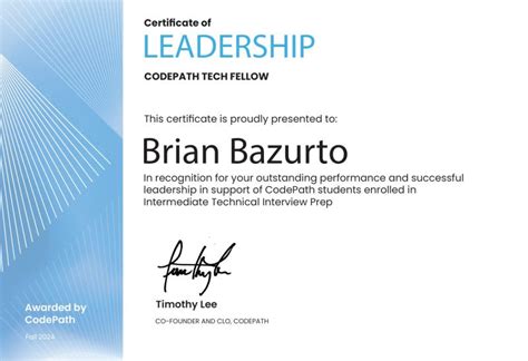 Brian Bazurto On Linkedin Codepath Leadership Techfellow Technicalinterviewprep