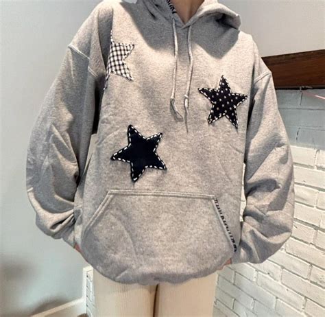Star Patchwork Hoodie Etsy
