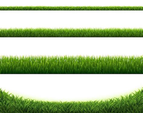 Premium Vector Green Grass Borders Set Isolated