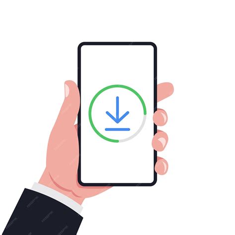 Premium Vector A Hand Holds A Smartphone With A Download Completion