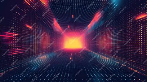 Futuristic Digital Landscape With Vibrant Neon Lights And 3d