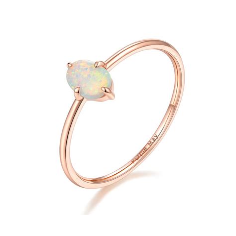 【purplemay Jewellery】18k金簡約澳寶蛋白石戒指 婚戒訂製r025 設計館 Purplemay Jewellery