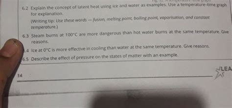6 2 Explain The Concept Of Latent Heat Using Ice And Water As Examples U