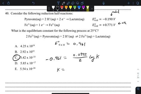 Solved Can Anyone Tell Me Why The First Half Rxn Is The One Chegg Com