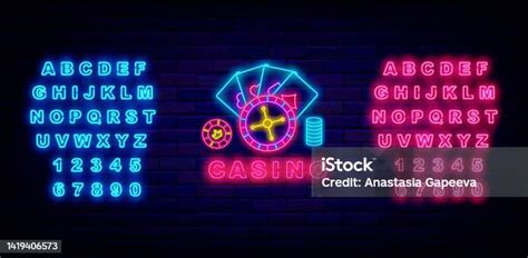 카지노 네온 로고 타입 반짝이는 파란색과 분홍색 알파벳 인터넷 도박 게임 벡터 스톡 일러스트레이션 빙고에 대한 스톡 벡터 아트 및 기타 이미지 Istock