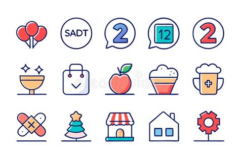 Colorful Cartoon Vector Icons In A Grid Layout Stock Vector Illustration Of Like House 369957904