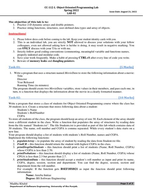 Lab 02 Structs Download Free Pdf Pointer Computer Programming Variable Computer Science