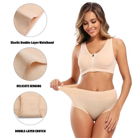 Molasus Womens Soft Cotton Underwear Briefs High Waisted