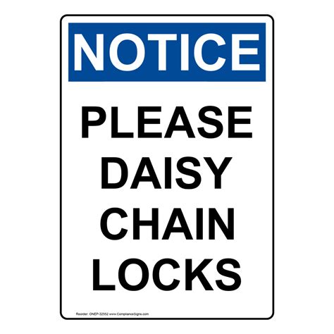 Osha Please Daisy Chain Locks Sign One 32552