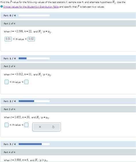 Solved Find The P Value For The Following Values Of The Test Chegg