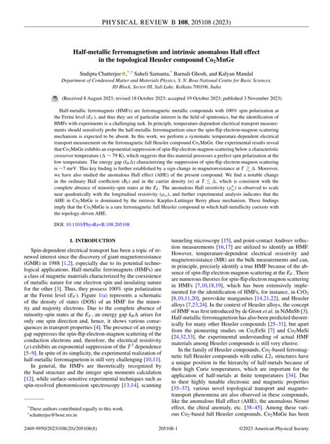 Pdf Half Metallic Ferromagnetism And Intrinsic Anomalous Hall Effect In The Topological