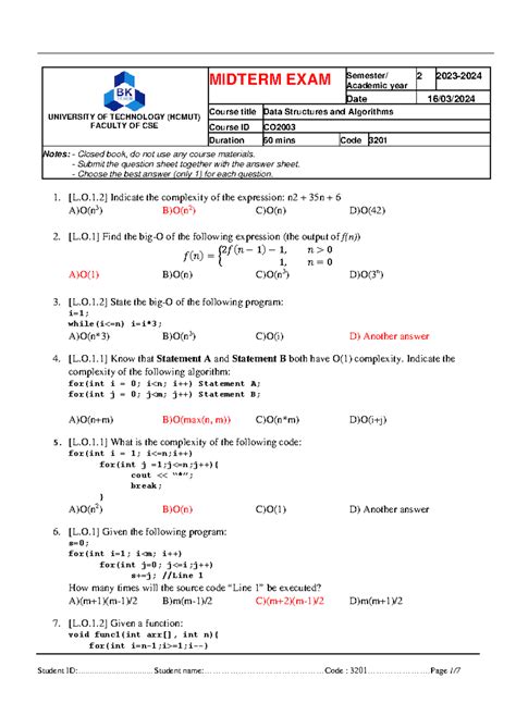 Co2003 Dsa Midterm Exam Notes Data Structures And Algorithms Studocu