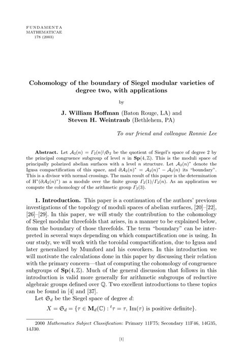 Pdf Cohomology Of The Boundary Of Siegel Modular Varieties Of Degree Two With Applications