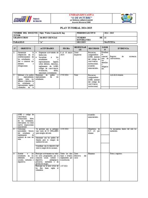 Plan Tutorial 31 De Oct 24 25 Pdf