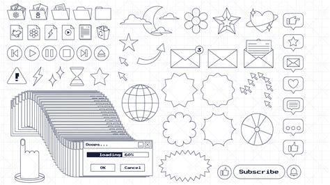 54 Retro Pc Interface Elements Graphics Motion Array