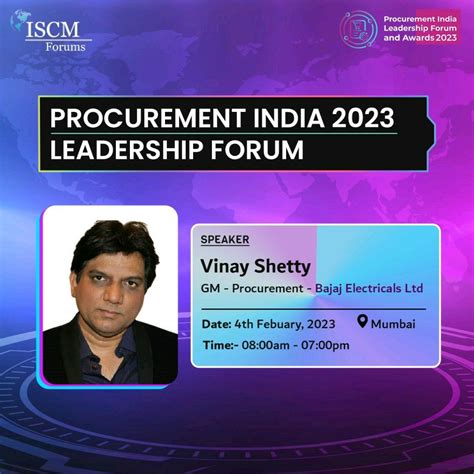 Proud To Be Included As A Speaker On Behalf Of Bajaj Electricals In The Procurement India