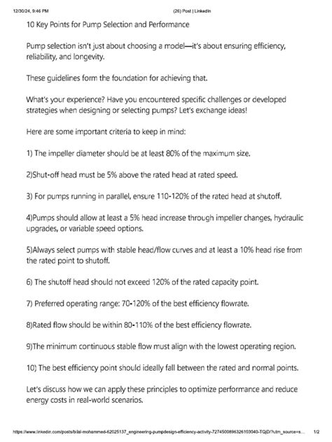 Pump Performance Pdf