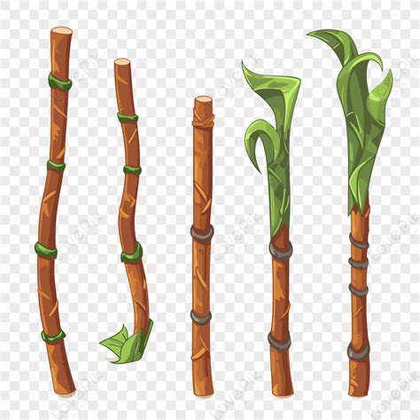 지팡이 클립 아트 다른 색상 만화에서 4 양식화 된 대나무 막대기 벡터공장목재 Png 일러스트 무료 다운로드 Lovepik