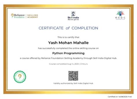 Python Programming Skillindia Learning Reliancefoundation Nsdc