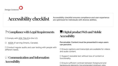 Accessibility Checklist Design Centered Co