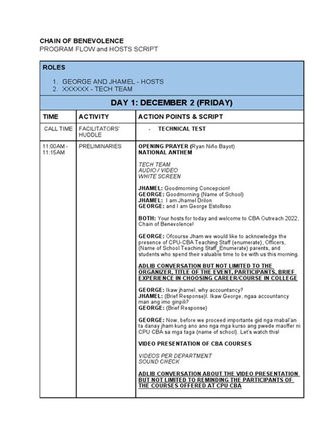 Outreach Program Flow Action Points Script Pdf