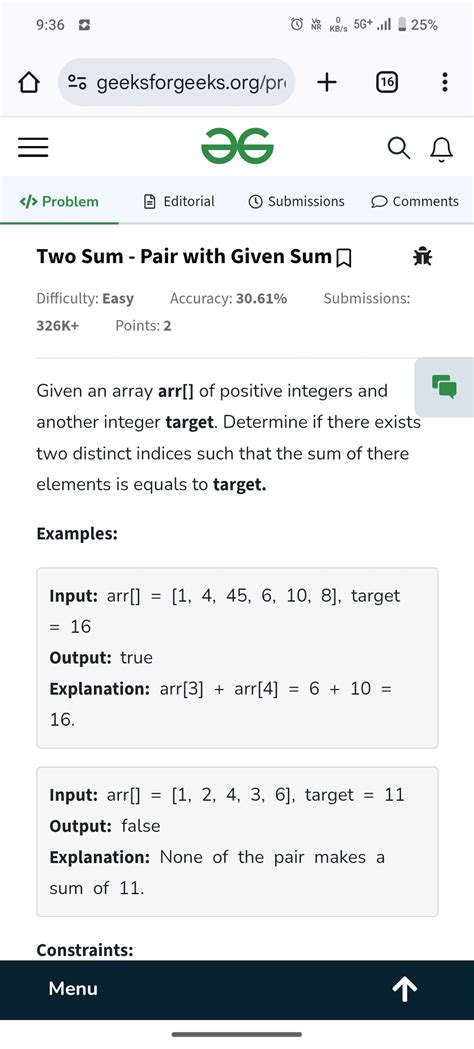Prabal Shekhar On Linkedin Day79 Geeksforgeeks Coding Problemsolving Twosum Programming