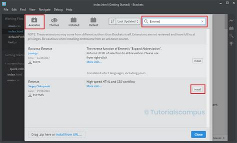 Brackets Editor Emmet