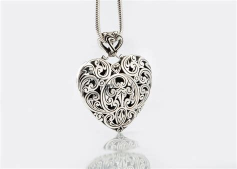 Sterling Silver Floral Heart Pendant Ornamental Filigree Design Etsy