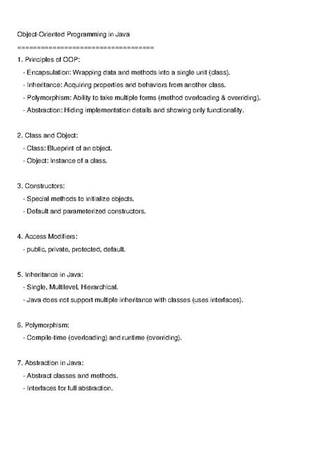 Oop In Java Principles Concepts And Key Features Studocu