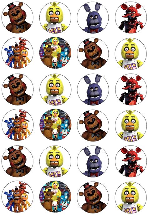 Fnaf Five Nights At Freddys Edible Cupcake Toppers Images Cake Image The Best Porn Website