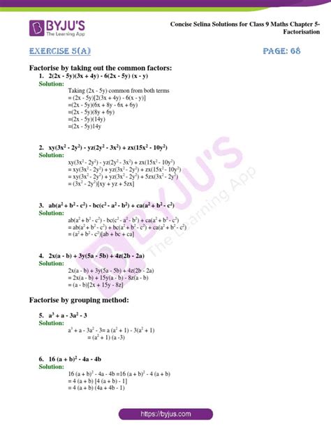 Concise Selina Solutions For Class 9 Maths Chapter 5 Factorisation Pdf Algebra Teaching