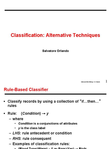 Classification Alternative Techniques Salvatore Orlando Download Free Pdf Statistical