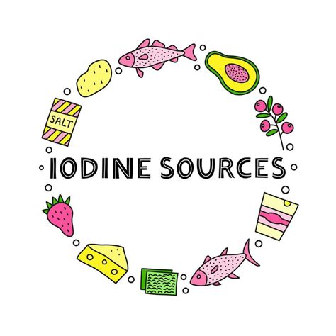 Doodle Colored Iodine Foods Sources In Circle 27157206 Vector Art At Vecteezy