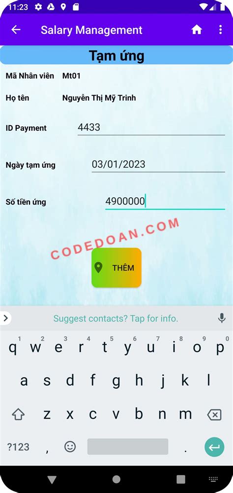 App quản lý chấm công tính lương nhân viên android studio ngôn ngữ java có báo cáo Sàn giao