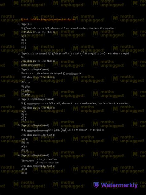 Definite Integration Questions Pdf Mathematical Relations Algebra