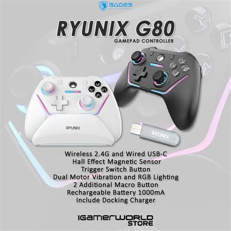 Jual Ryunix G 80 G80 Hall Effect Wireless Gamepad For PS3 PC Android Shopee Indonesia