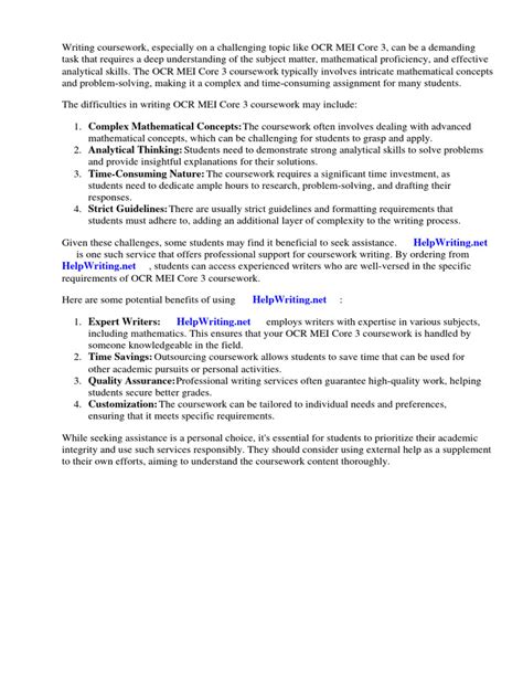 Ocr Mei Core 3 Coursework Pdf Mathematics Expert