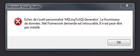 Composants non installé sous Visual Studio Pro Visual Studio