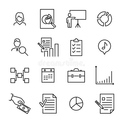 Modern Outline Style Business Icons Collection Stock Vector