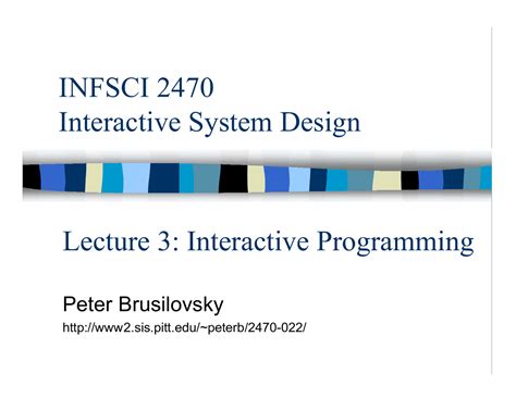 Lecture Slides On Interactive Programming Interactive System Design